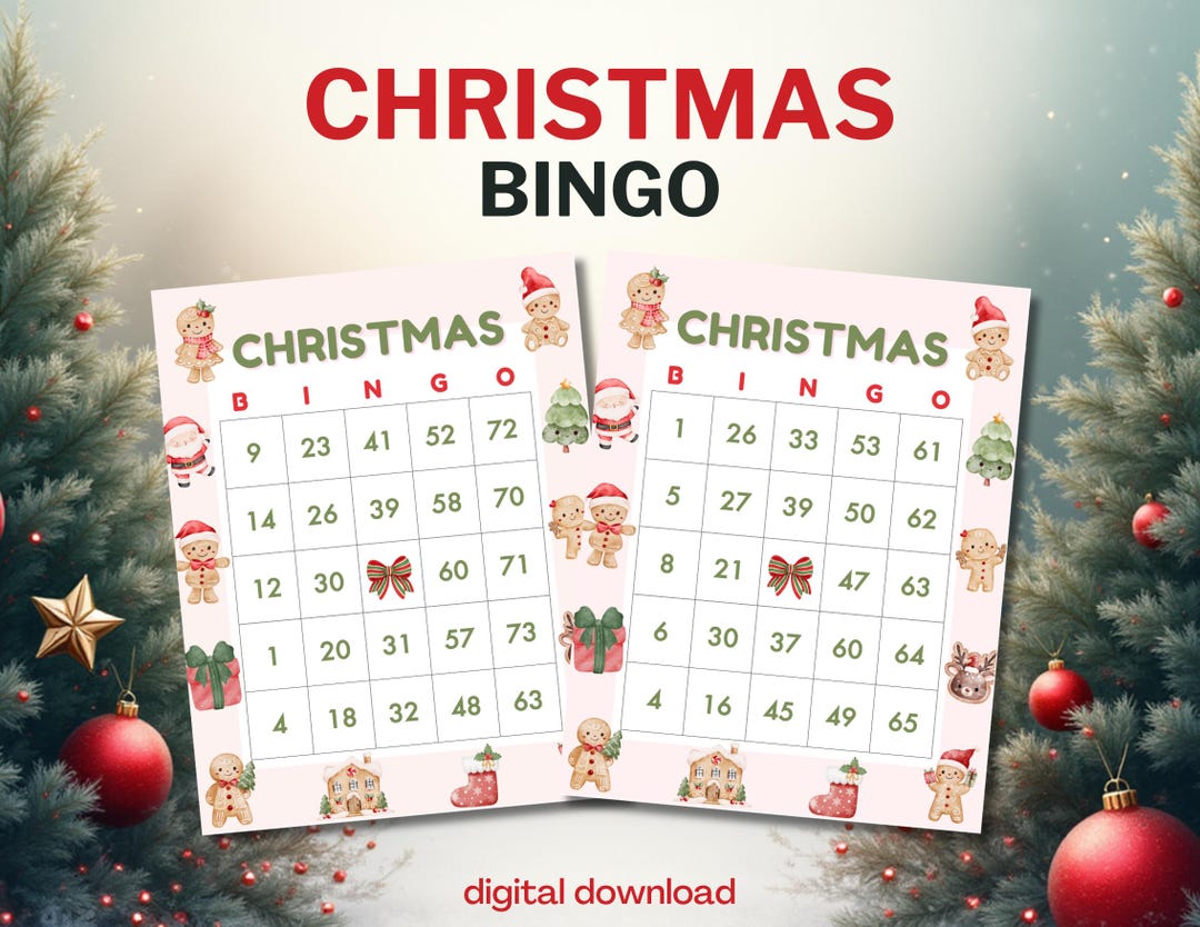Christmas Bingo With Numbers - 100 Unique Cards - [#10] Gingerbread ...