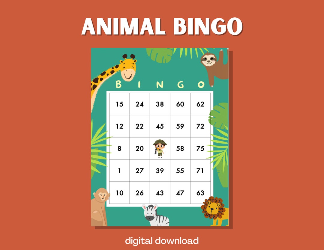 Zoo Animal Themed Bingo Game | 100 Printable Cards | Fun Wildlife ...