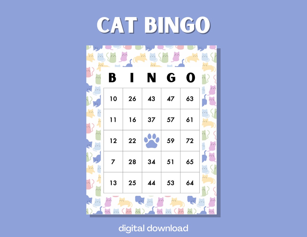 Purr-fect Cat Bingo | 100 Unique Cards With Adorable Cat Illustrations ...