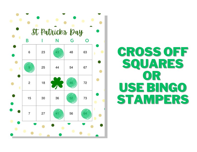 St. Patrick's Day Bingo With Numbers 100 Unique Cards Digital Download ...