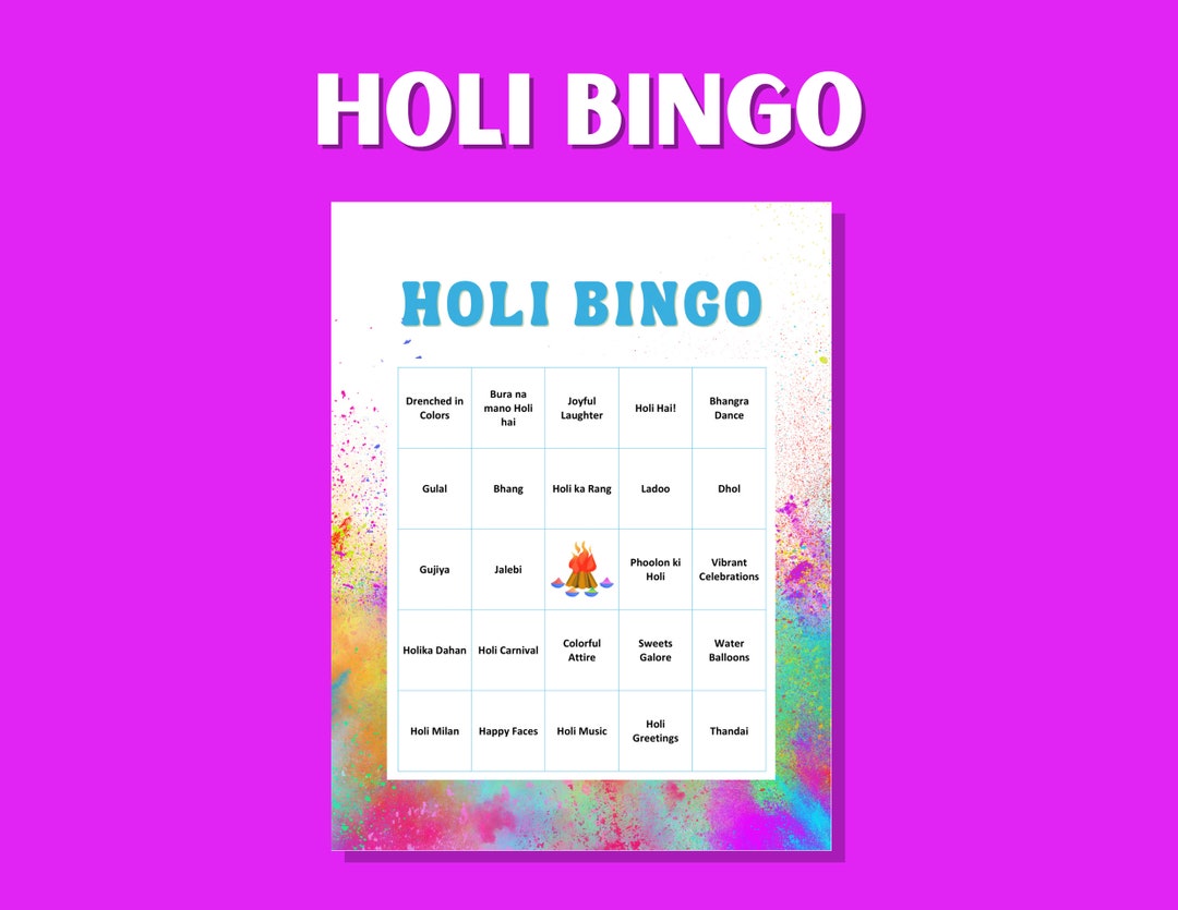 Colorful Holi Digital Bingo | 30 Unique Cards | Festive Holi ...