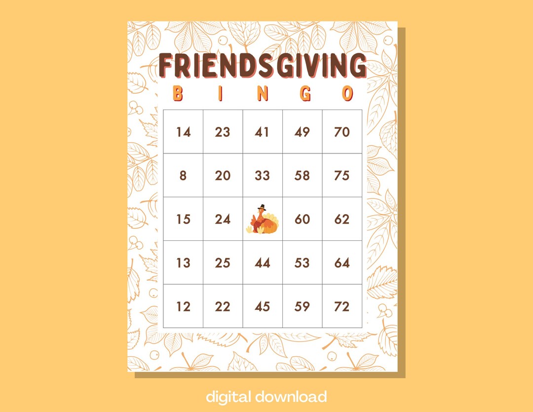 Friendsgiving Bingo Game - Leaves Design | 100 Unique Cards | Instant ...