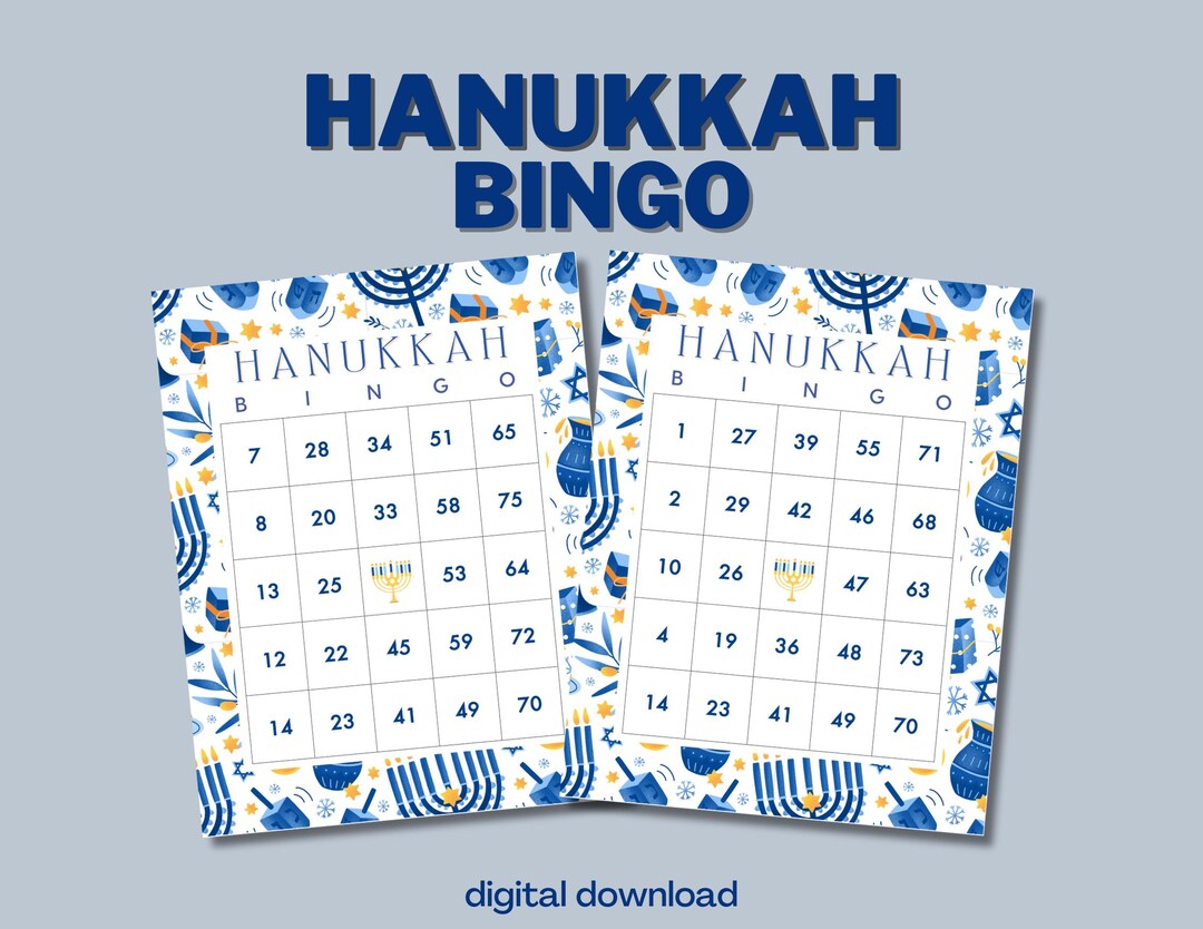 Hanukkah Bingo With Numbers - 100 Unique Cards - Collage Design ...