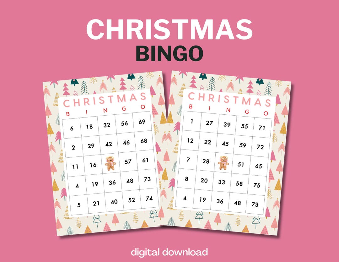 Christmas Bingo With Numbers - 100 Unique Cards - [#7] Trees Theme ...