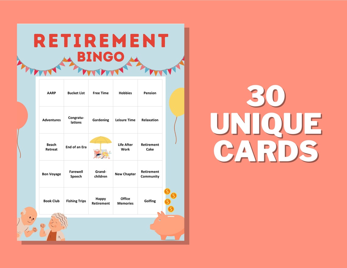 Retirement Party Bingo Game With Words - Retirement Party Activity - 30 ...