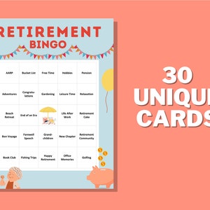 Retirement Party Bingo Game With Words - Retirement Party Activity - 30 ...