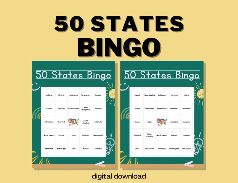 50 States Bingo Game Great for Teachers & Geography Lovers up to 30 ...