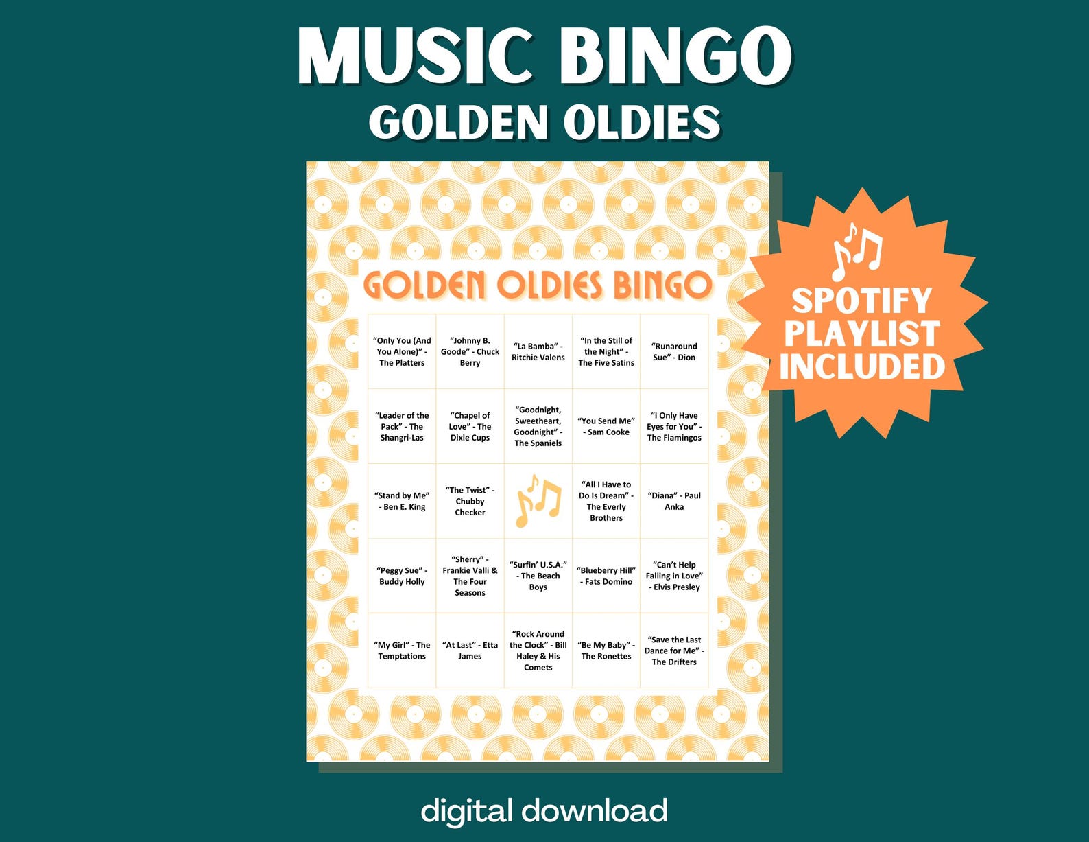 Golden Oldies Music Bingo Game | Sing Along Bingo | 30 Unique Cards ...