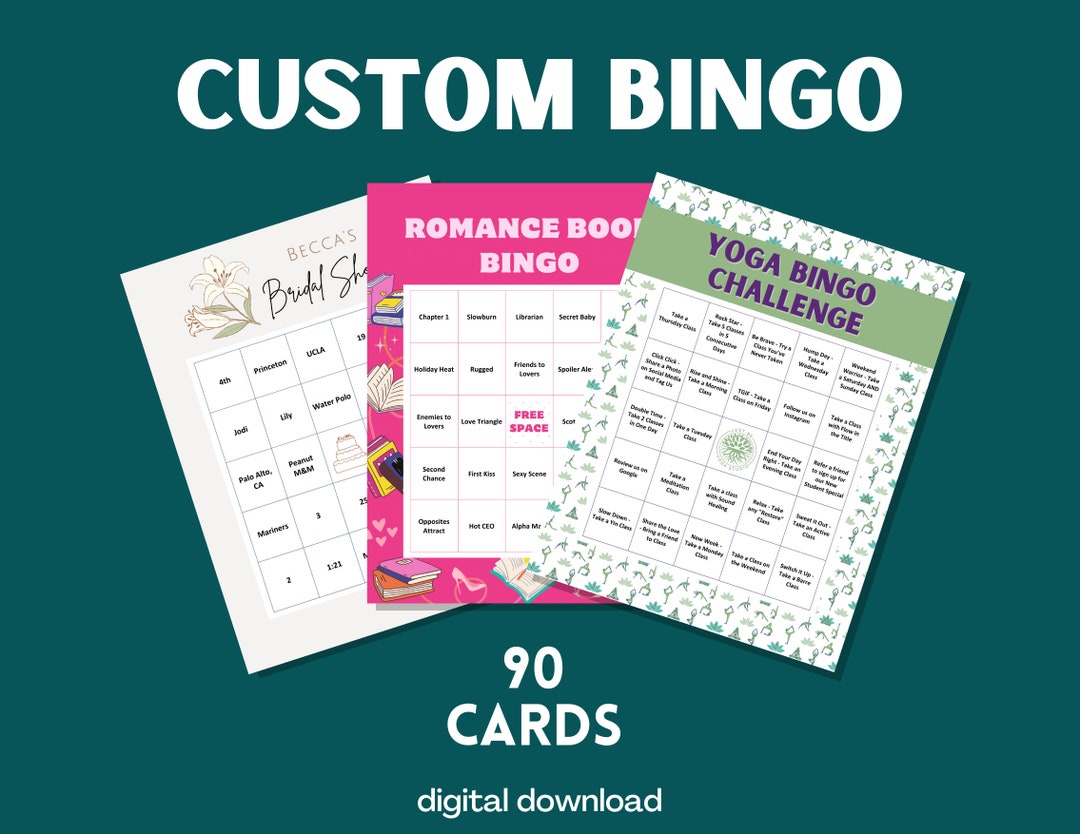 90 Custom Bingo Cards Personalized Custom Bingo Cards for Birthday ...