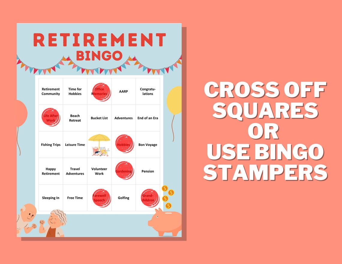 Retirement Party Bingo Game With Words - Retirement Party Activity - 30 ...
