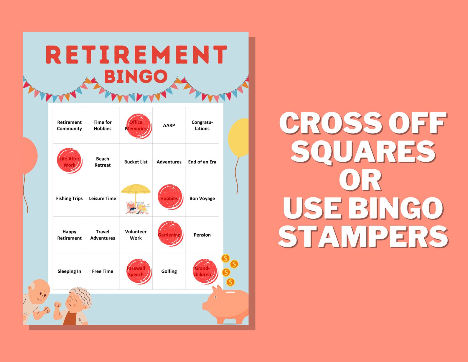 Retirement Party Bingo Game With Words - Retirement Party Activity - 30 ...
