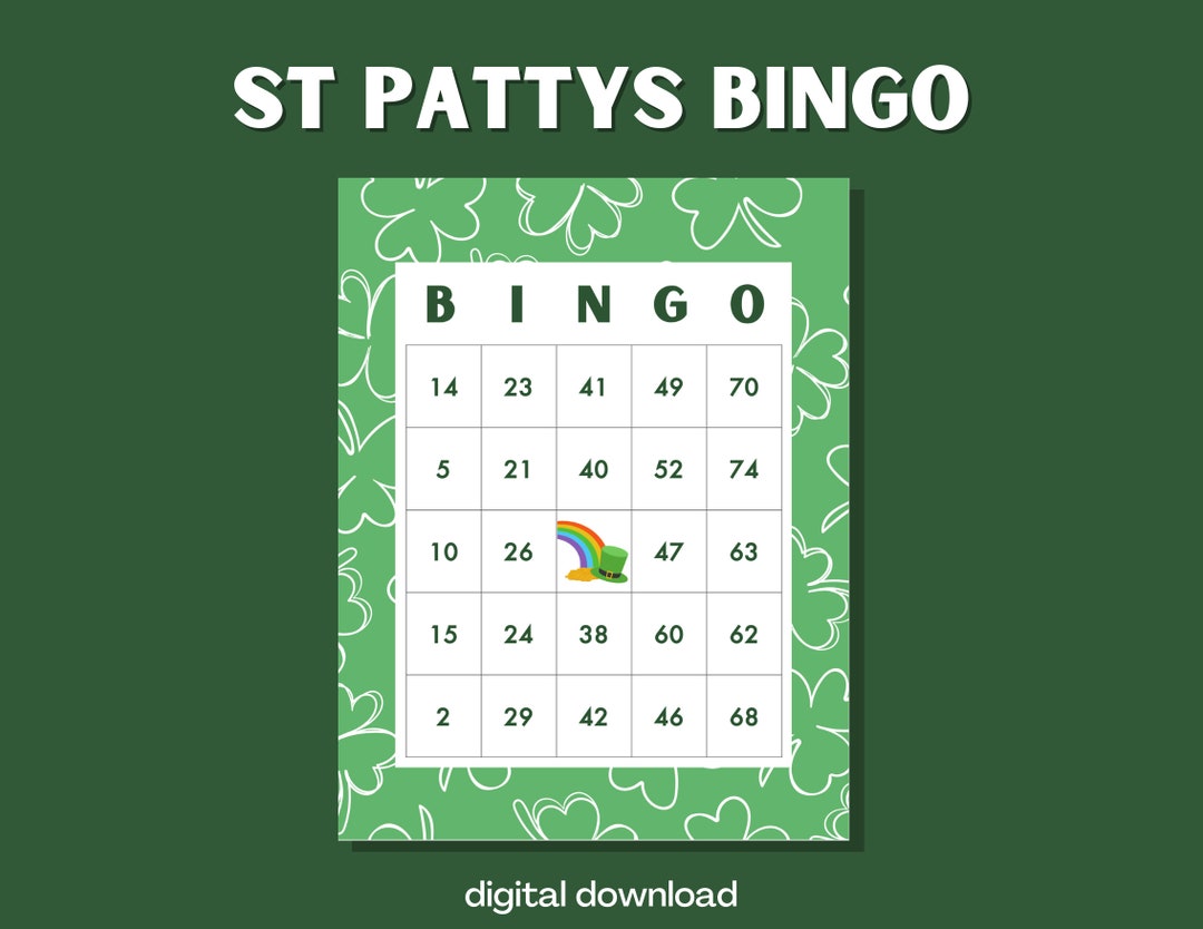 St Pattys Day Themed Bingo Game | Cute Green Clover Design | Fun for ...