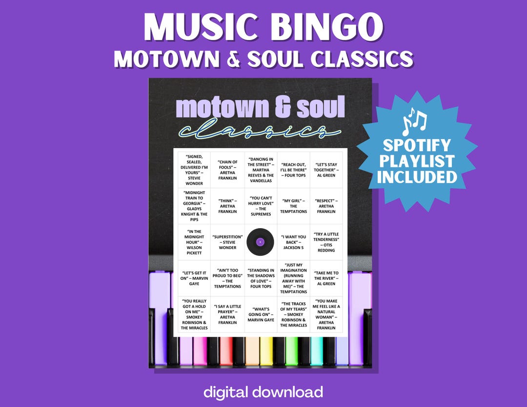 Motown & Soul Classics Music Bingo – 30 Cards of Timeless Hits - Etsy