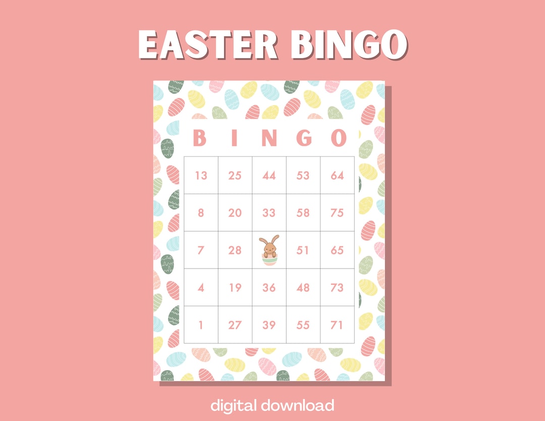 Easter Themed Bingo Game | Cute Easter Egg Design | Fun for All Ages ...