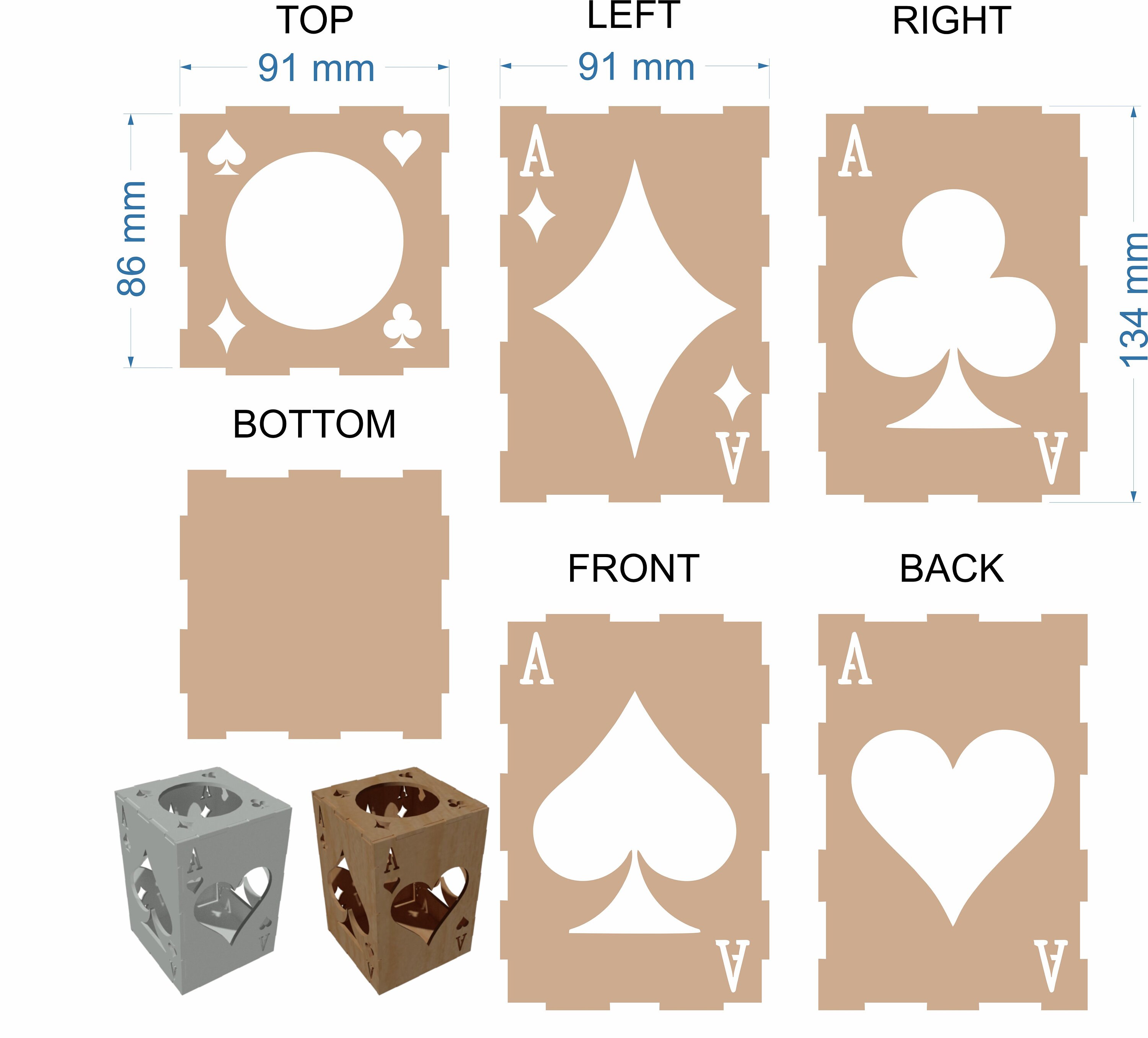 Laser Cnc Cut Play Cards Candle Box Vector File - Etsy