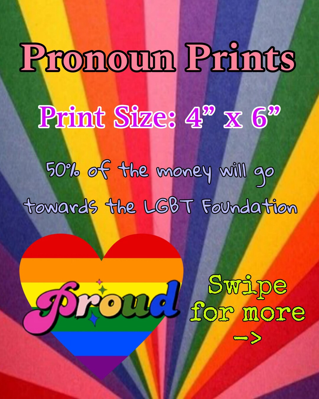 Pride Month Pronoun Prints: LGBT Foundation Donation - Etsy Australia