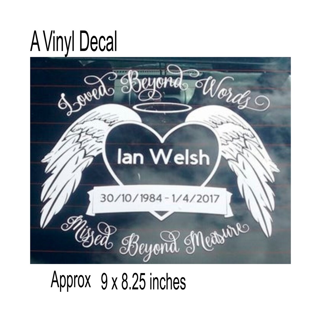 Memorial Angel Vinyl Decal: Personalized Name & Date - Etsy