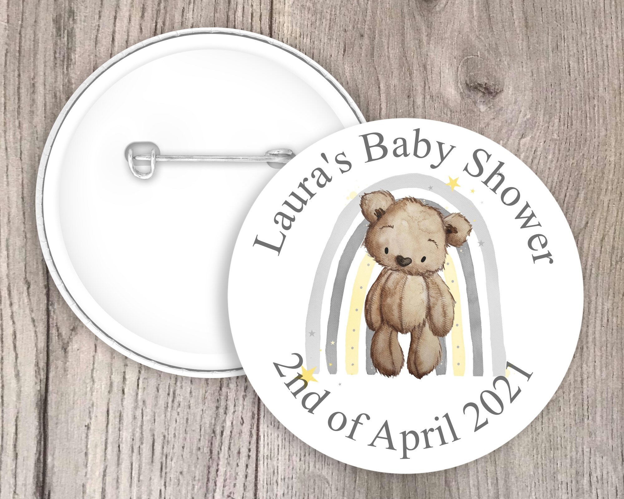 Personalised Baby Shower Badges - Etsy UK
