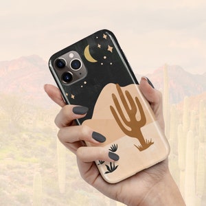 Aesthetic Mountains & Cactus Desert Celestial iPhone 14 Plus Case ...
