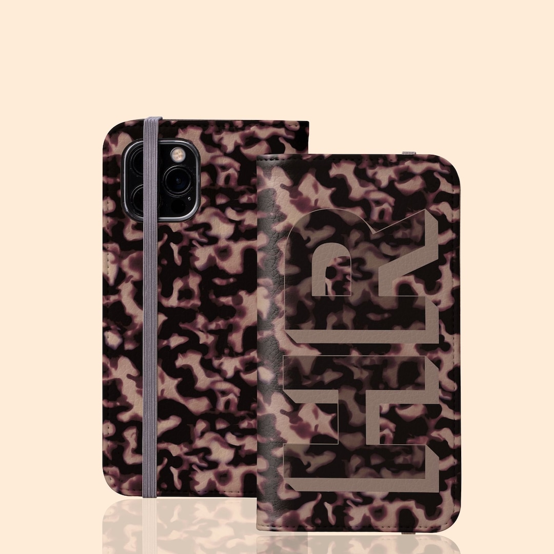 Custom Initials Tortoiseshell Flip Folio iPhone 17 Air Case, Name ...