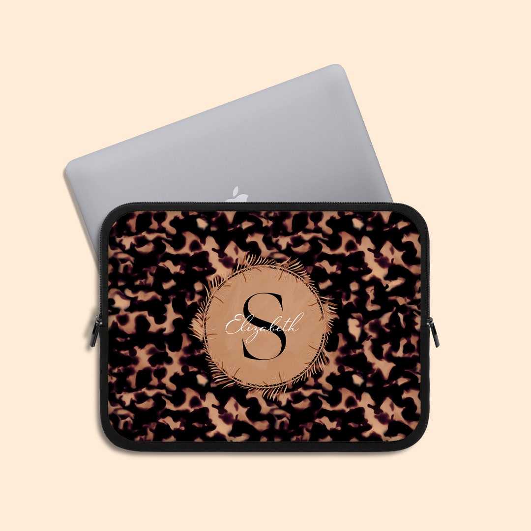 Custom Name Monogram Initials Tortoiseshell Laptop Sleeve, 13 Inch ...