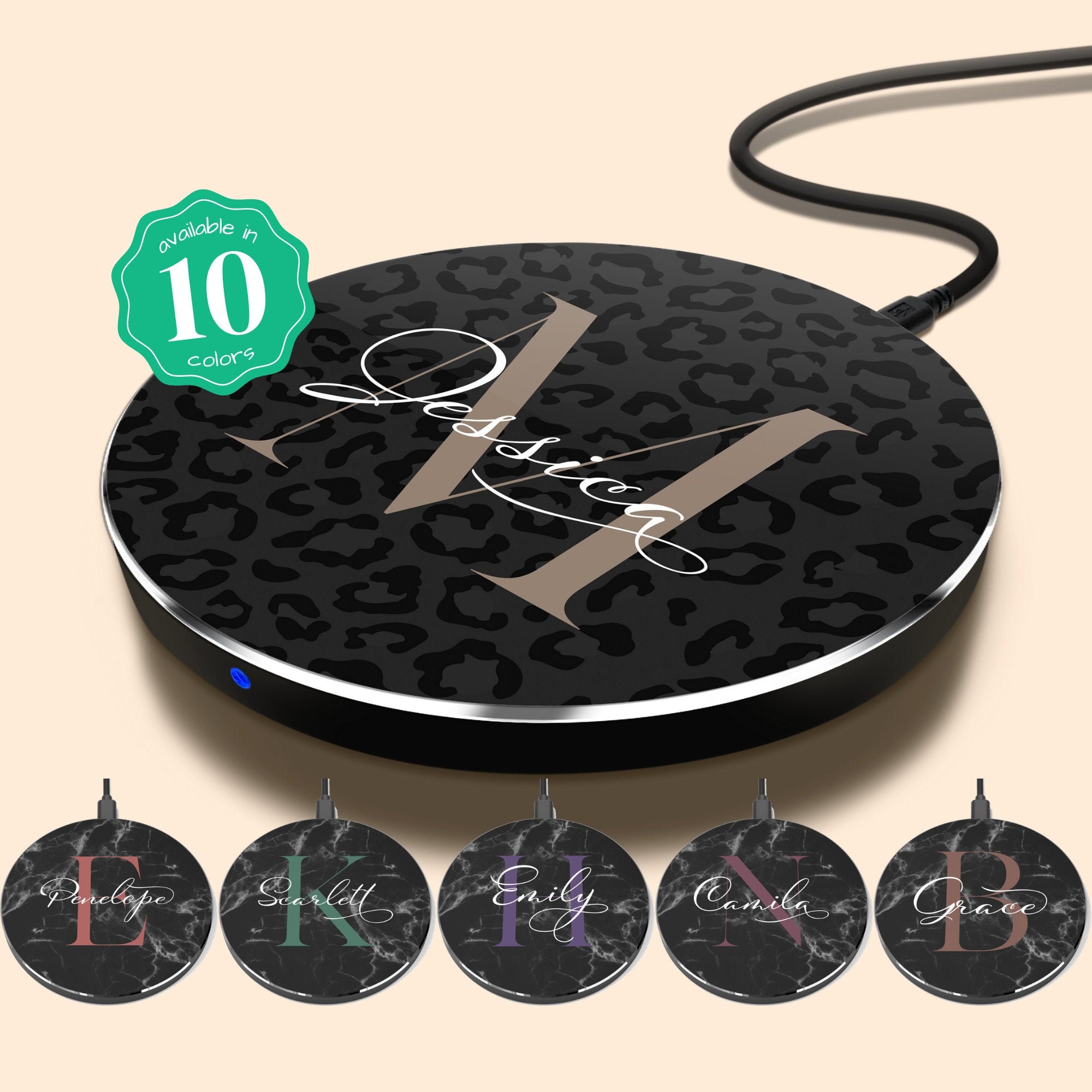 Custom Wireless Charging Pad Personalized Monogram Initial - Etsy