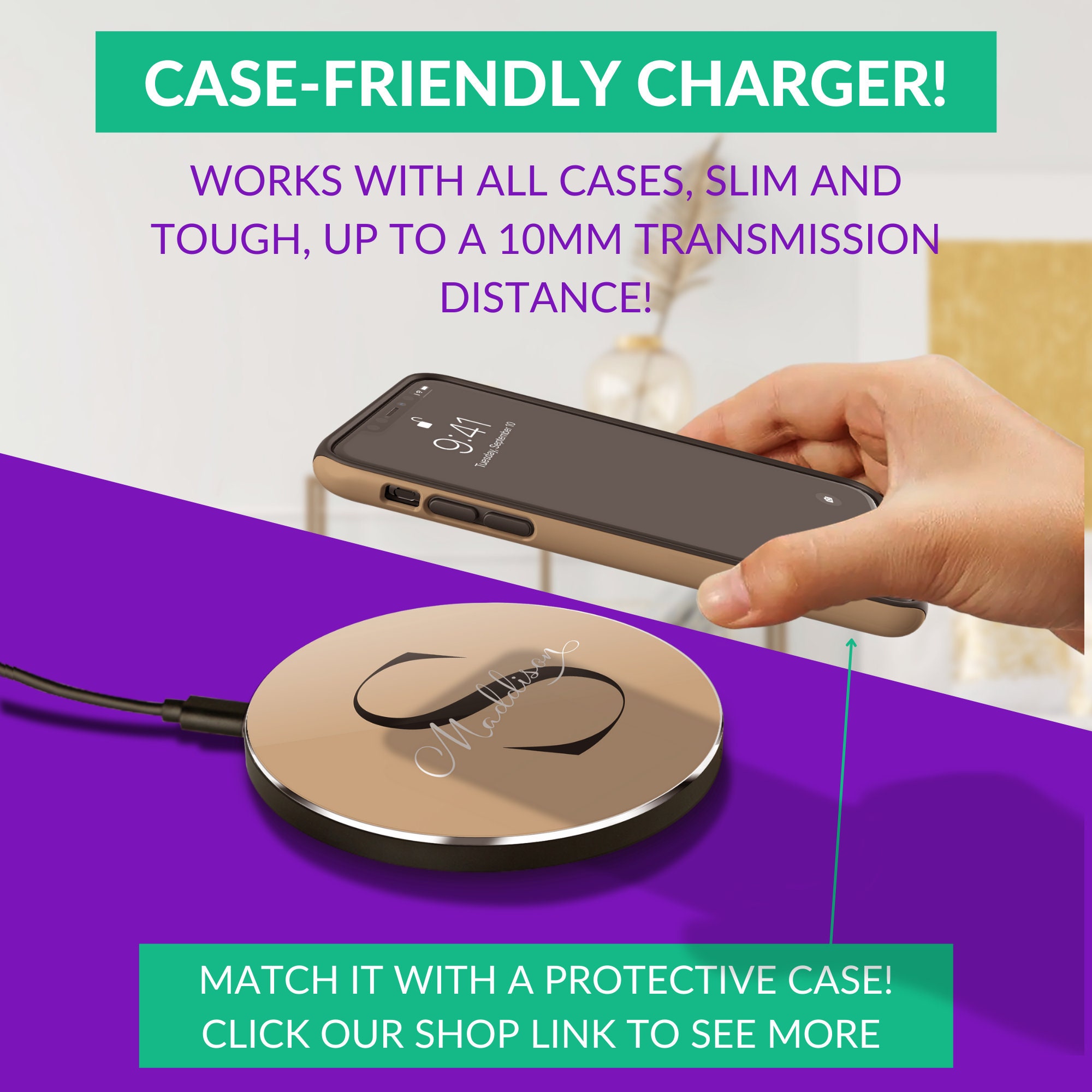 Custom Wireless Charging Pad Personalized Monogram Initial - Etsy