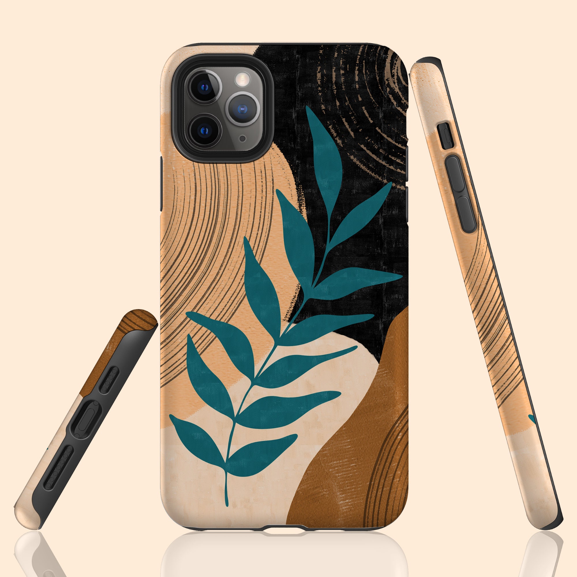 Abstract Modern Neutral & Teal Floral Boho Phone Case Iphone | Etsy