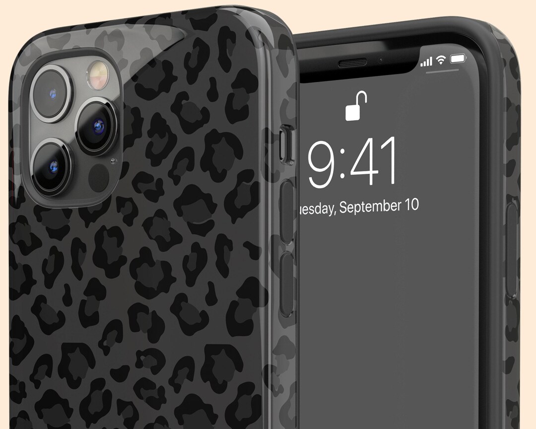 Black Leopard iPhone 16 Plus Case, Animal Print Cheetah iPhone 15 Pro ...