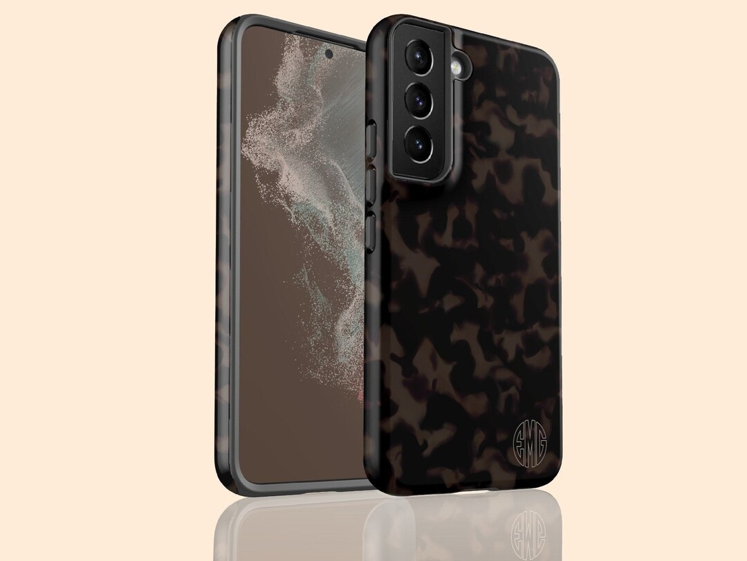 Tortoiseshell Galaxy S24 Plus Case, Dark Tort Round Side Monogram Case ...