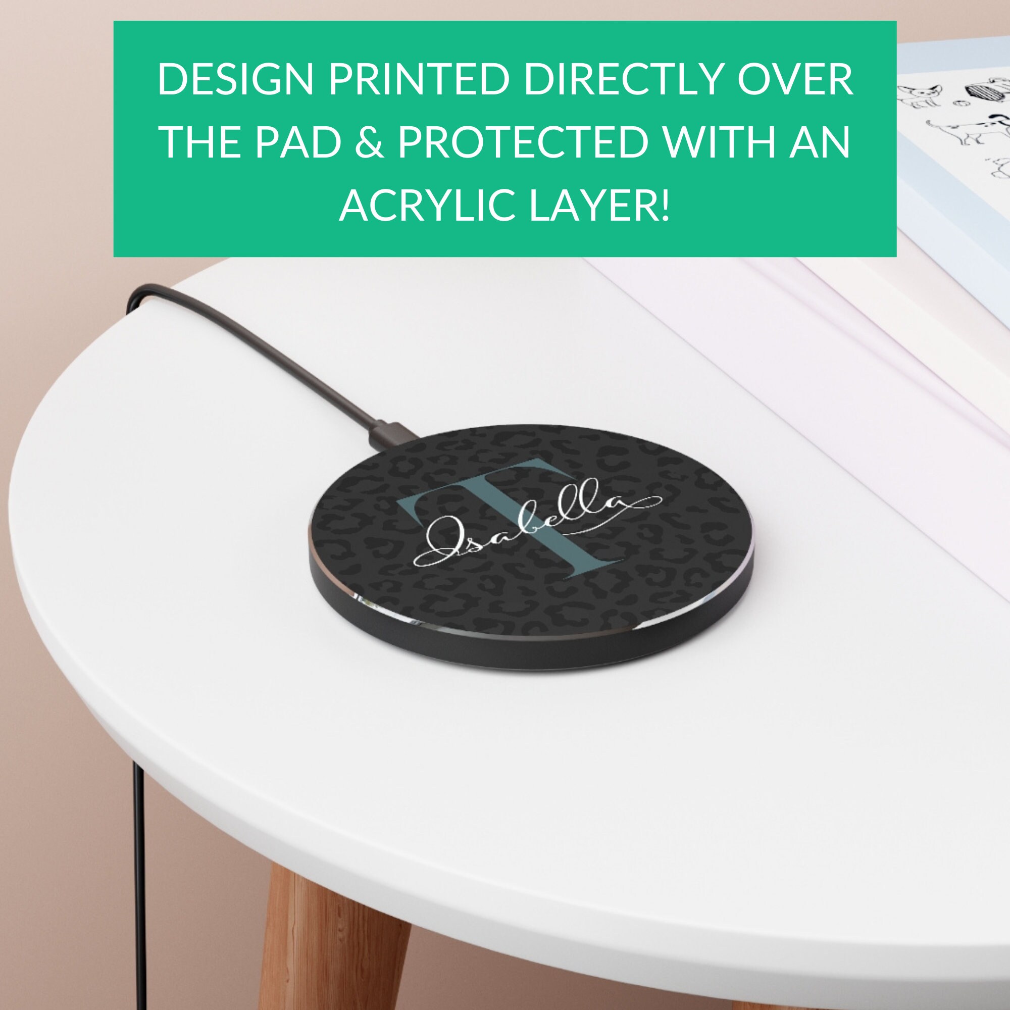 Custom Wireless Charging Pad Personalized Monogram Initial - Etsy