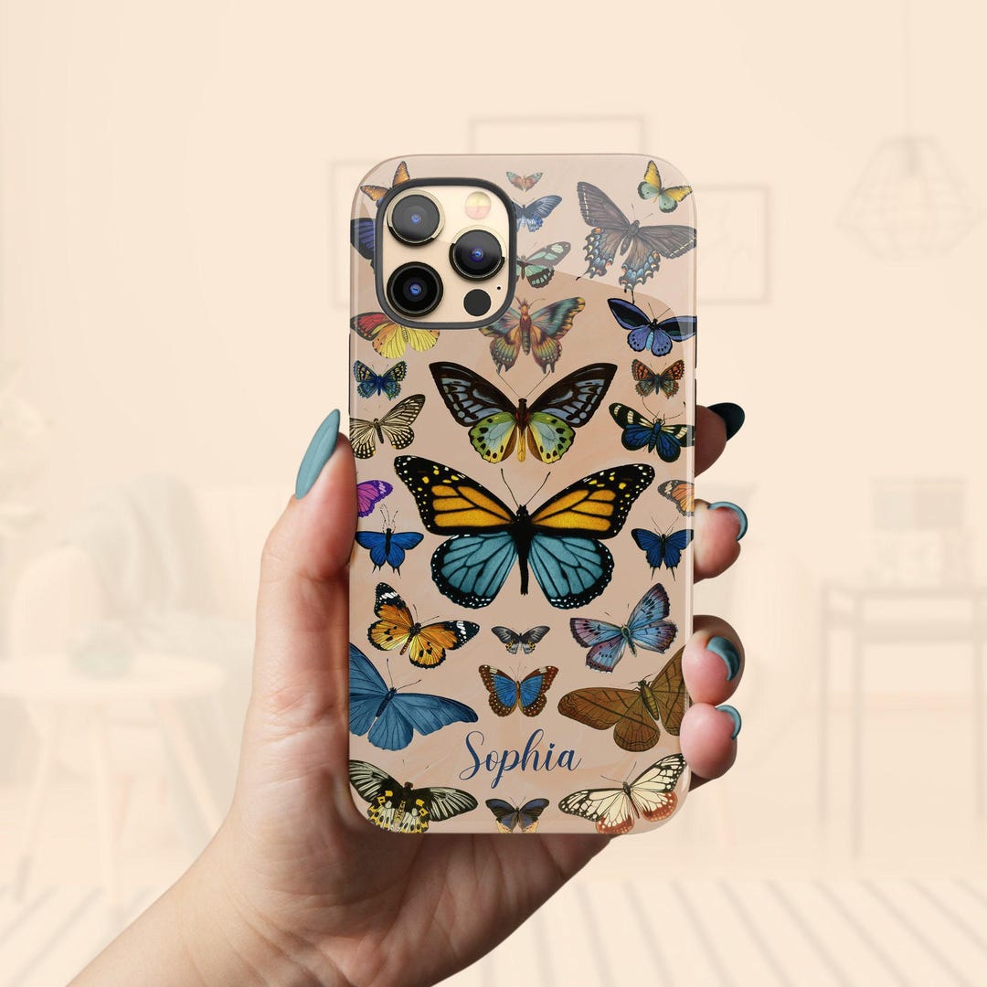 Custom Exotic Butterflies iPhone 16 Plus Case, Personalized Name iPhone ...
