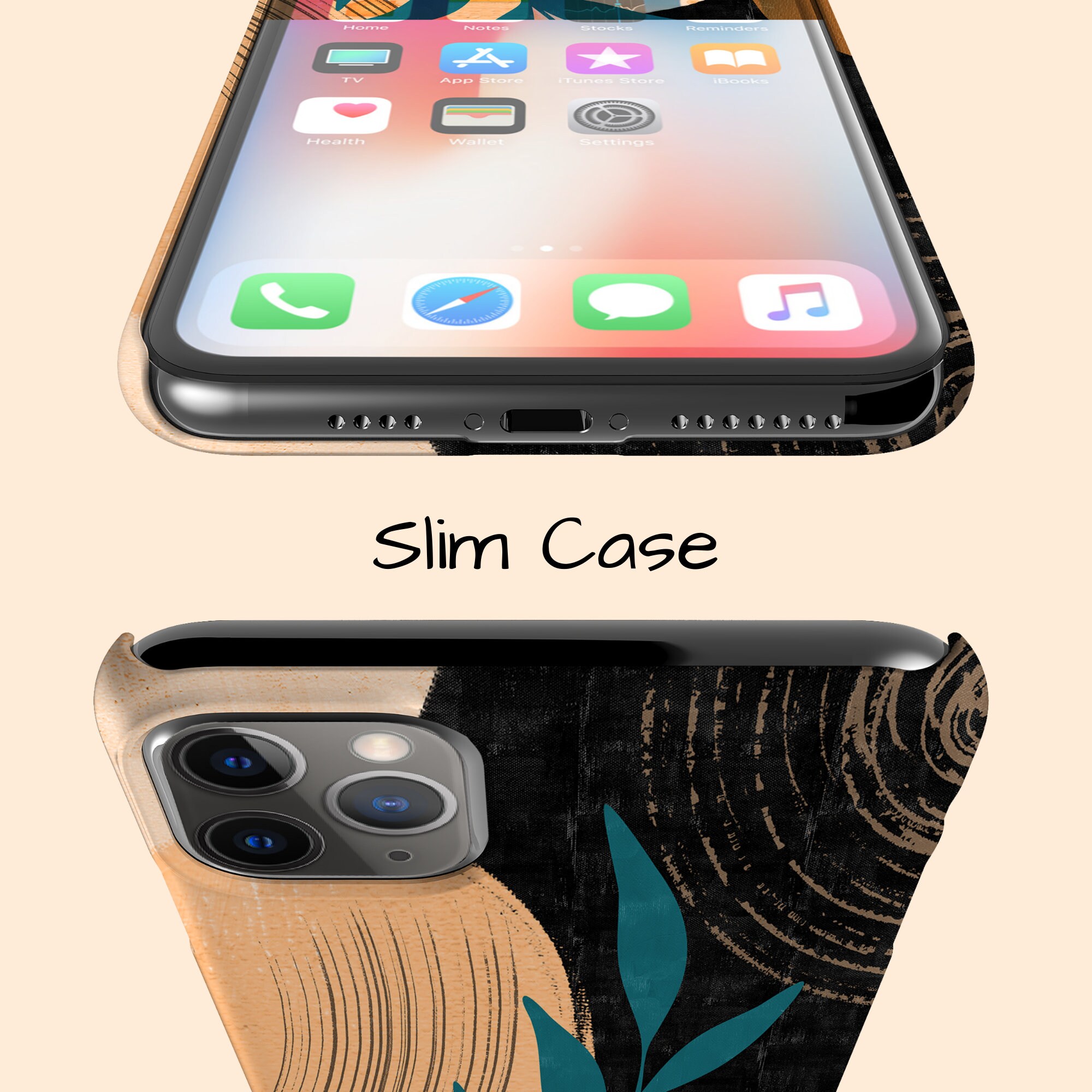 Abstract Modern Neutral & Teal Floral Boho Phone Case Iphone | Etsy