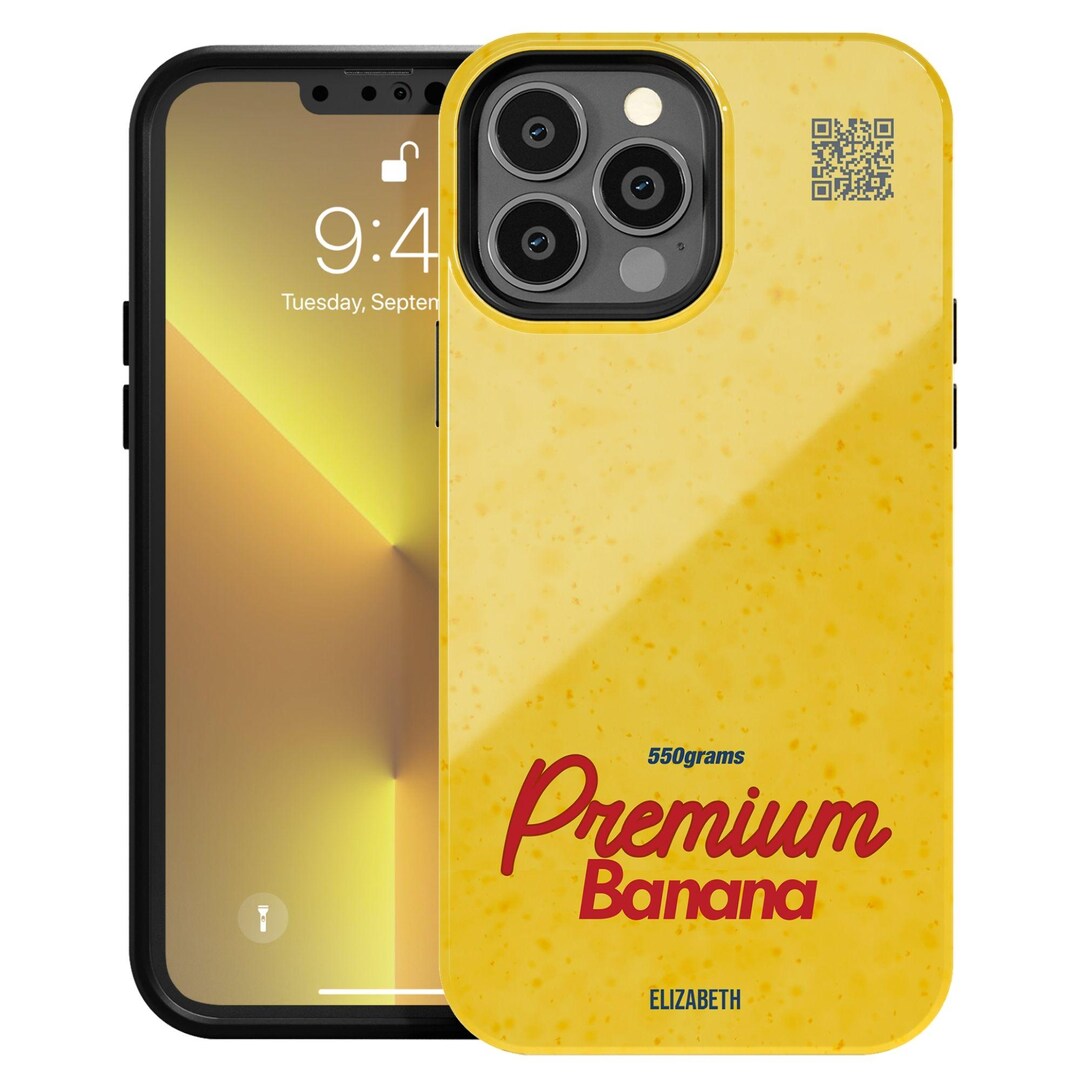 Personalized Premium Banana iPhone 17 Air Case, Custom Monogram QR Code ...