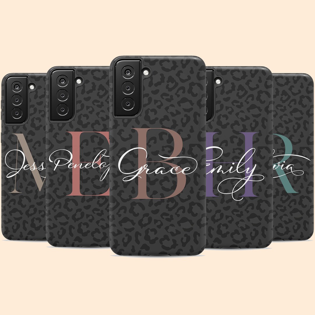 Personalized Initial Galaxy S25 Plus Leopard Custom Case, Monogram Name Case for Galaxy S24 ...