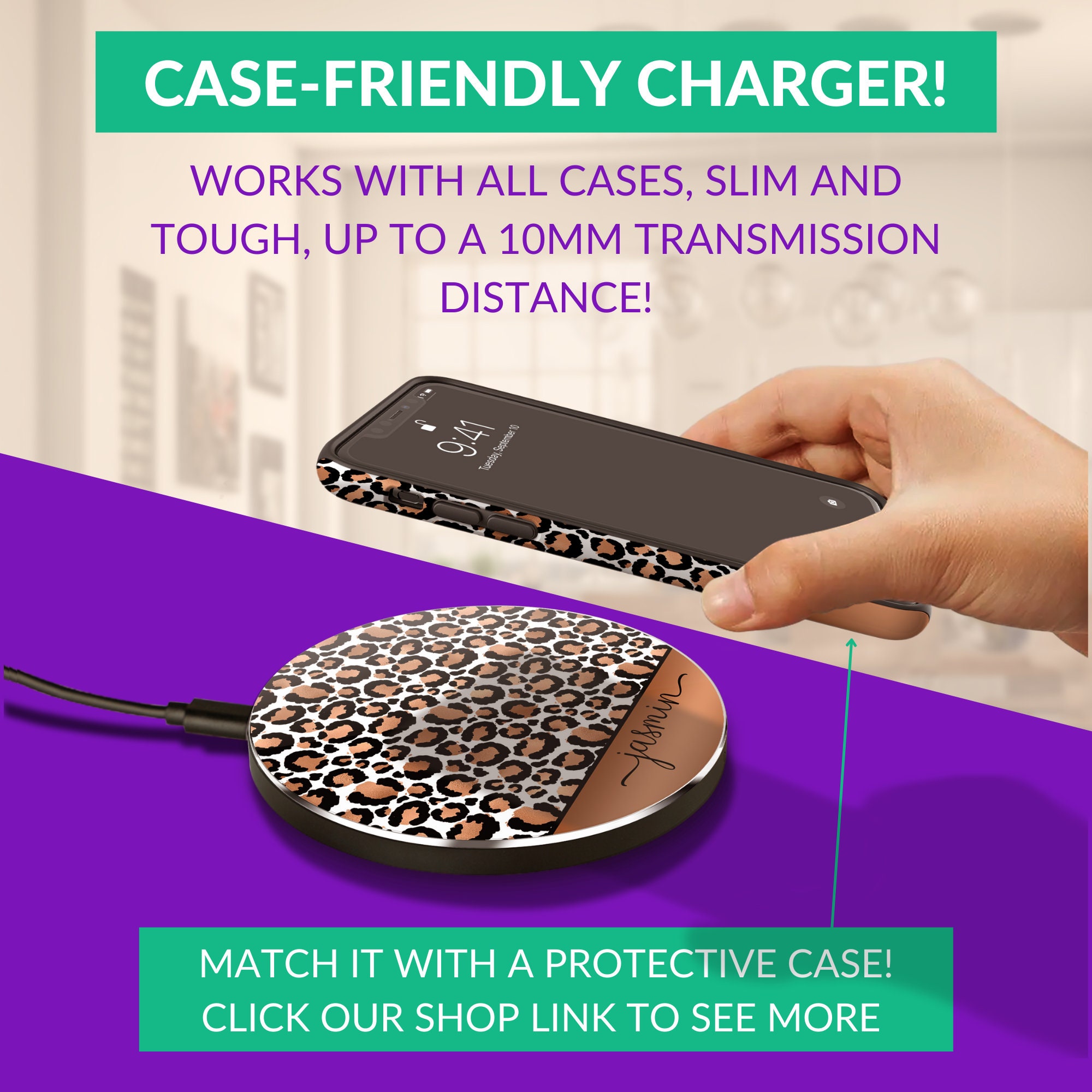 Custom Wireless Charging Pad Personalized Name Leopard Animal - Etsy