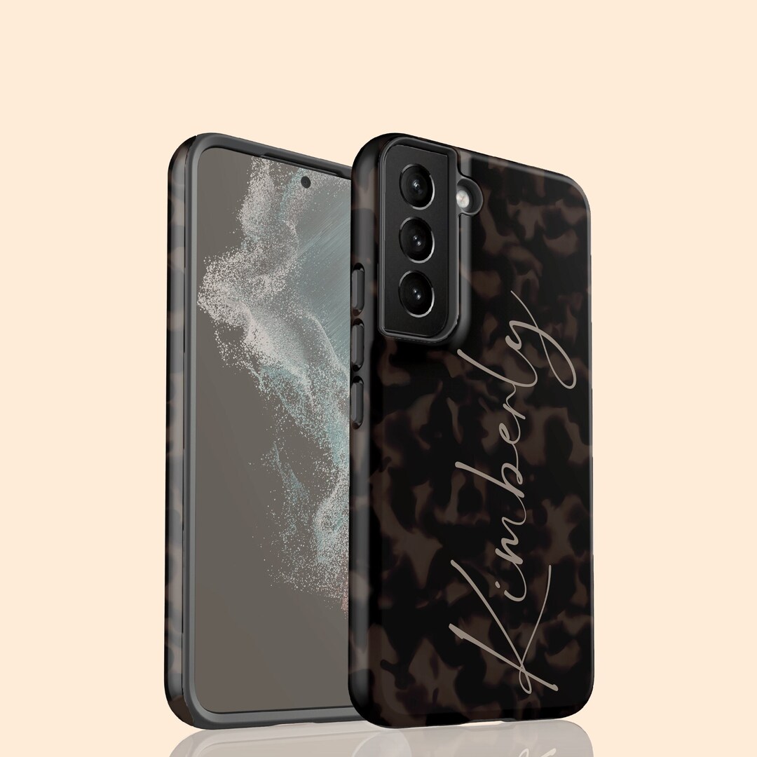 Custom Name Galaxy S25 Plus Case, Personalized Signature Monogram Tortoiseshell Case for Galaxy ...