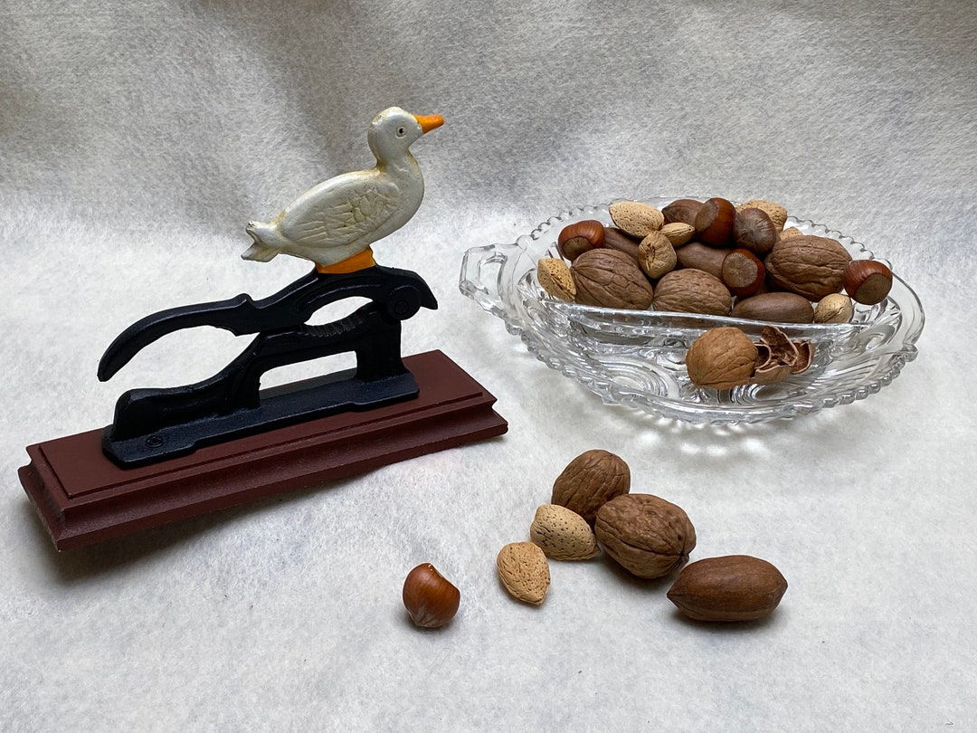 Nut quacker Nutcracker 3 Part Set, Wood and Cast Iron Duck Nutcracker W ...