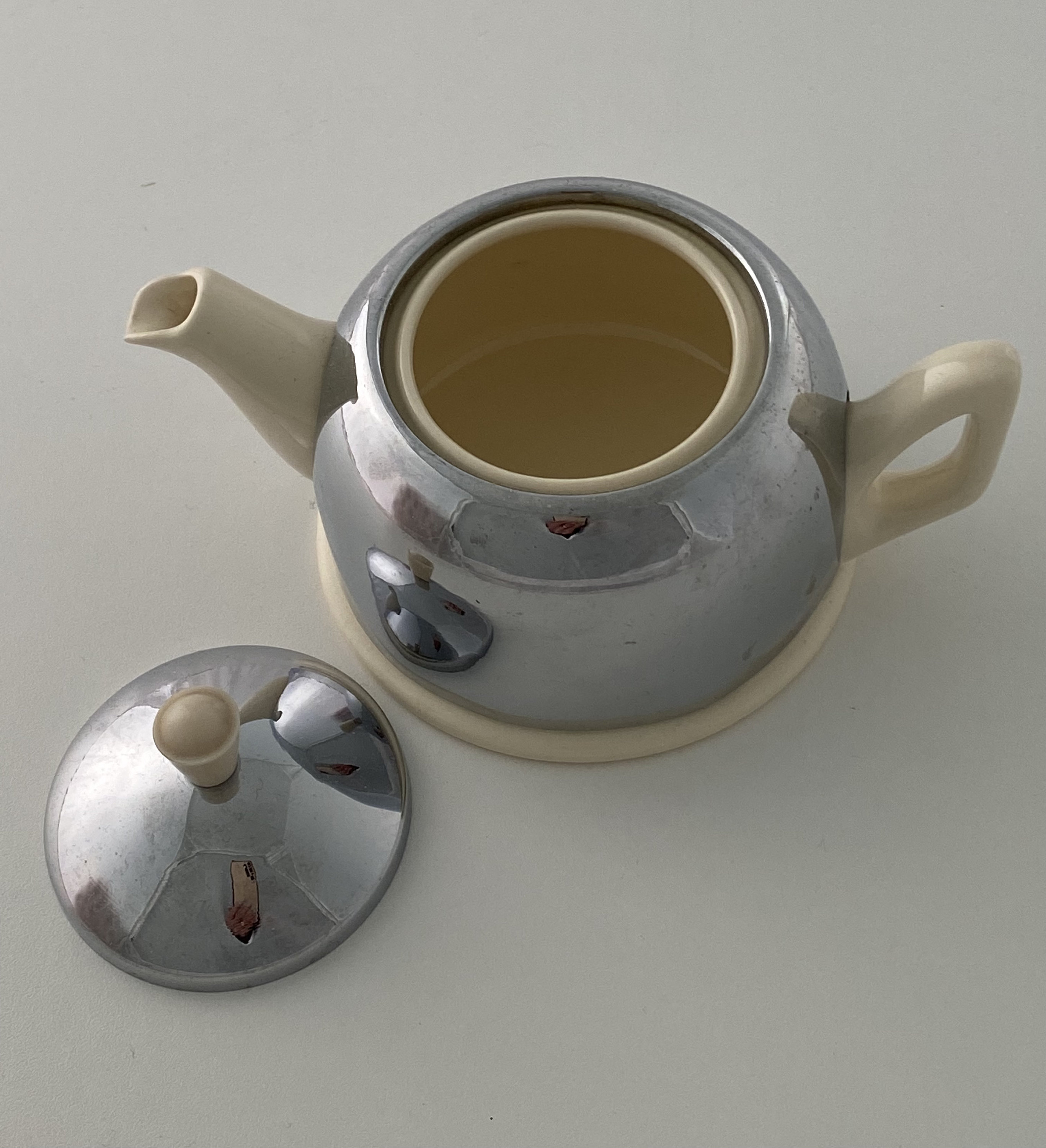 1949 Insulated Tea Pot With Chrome Over Ceramic Made in - Etsy