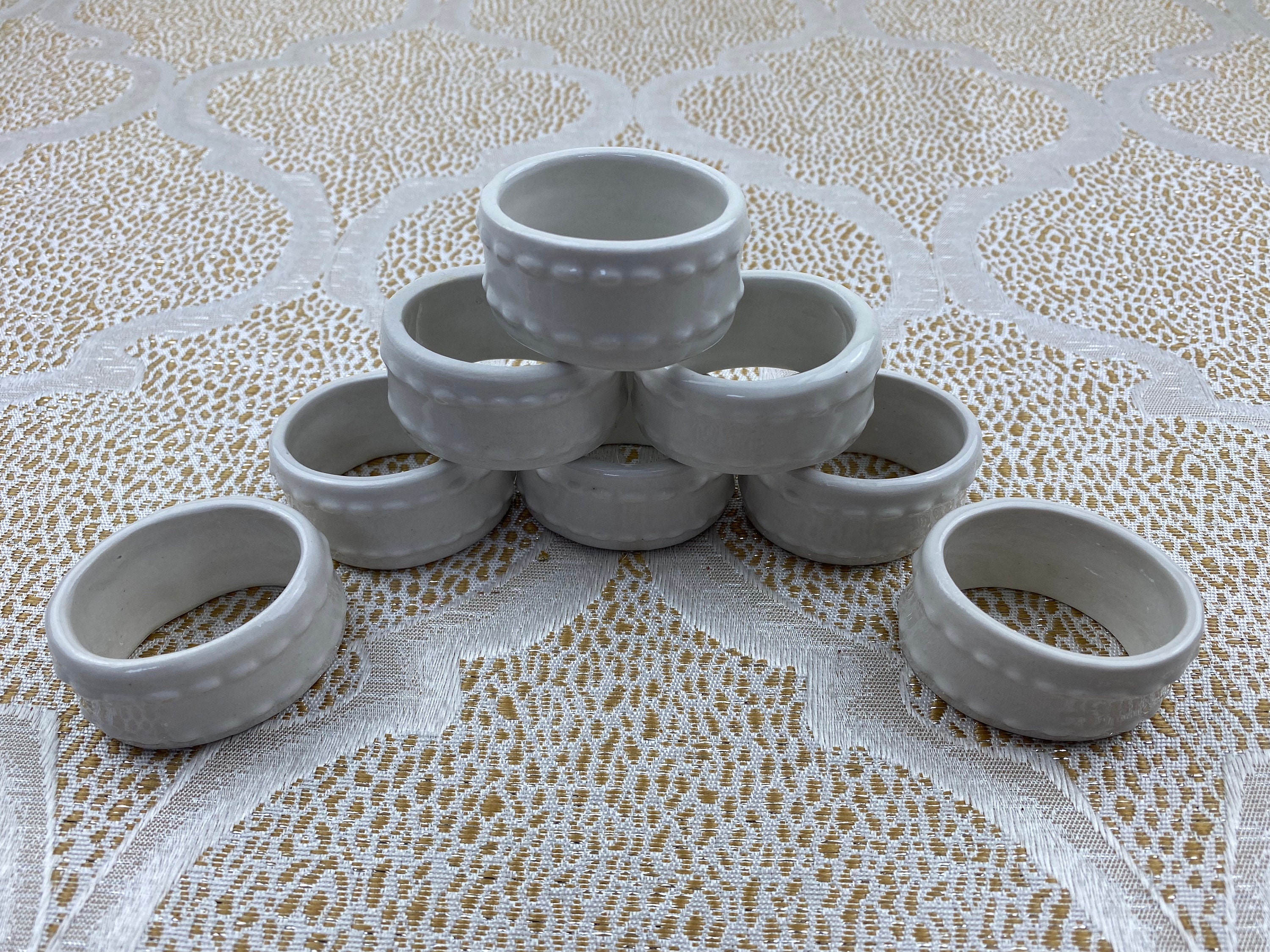 Eight off White Porcelain Napkin Rings - Etsy