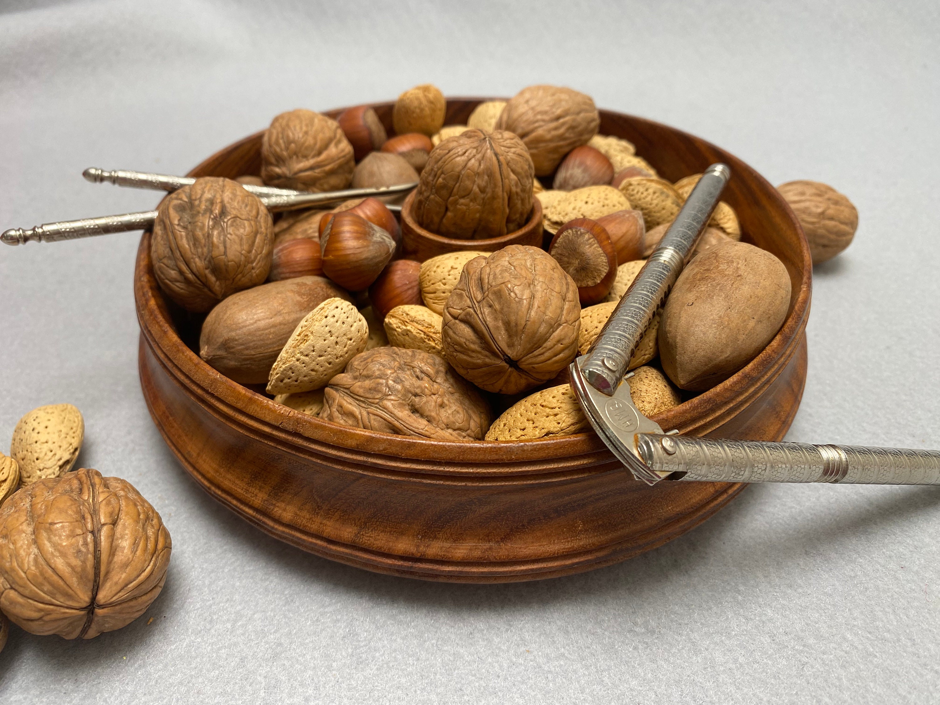 Mid Century Nut Set With Handcrafted Wood Nut Bowl, HMQ Nutcracker, 2 ...