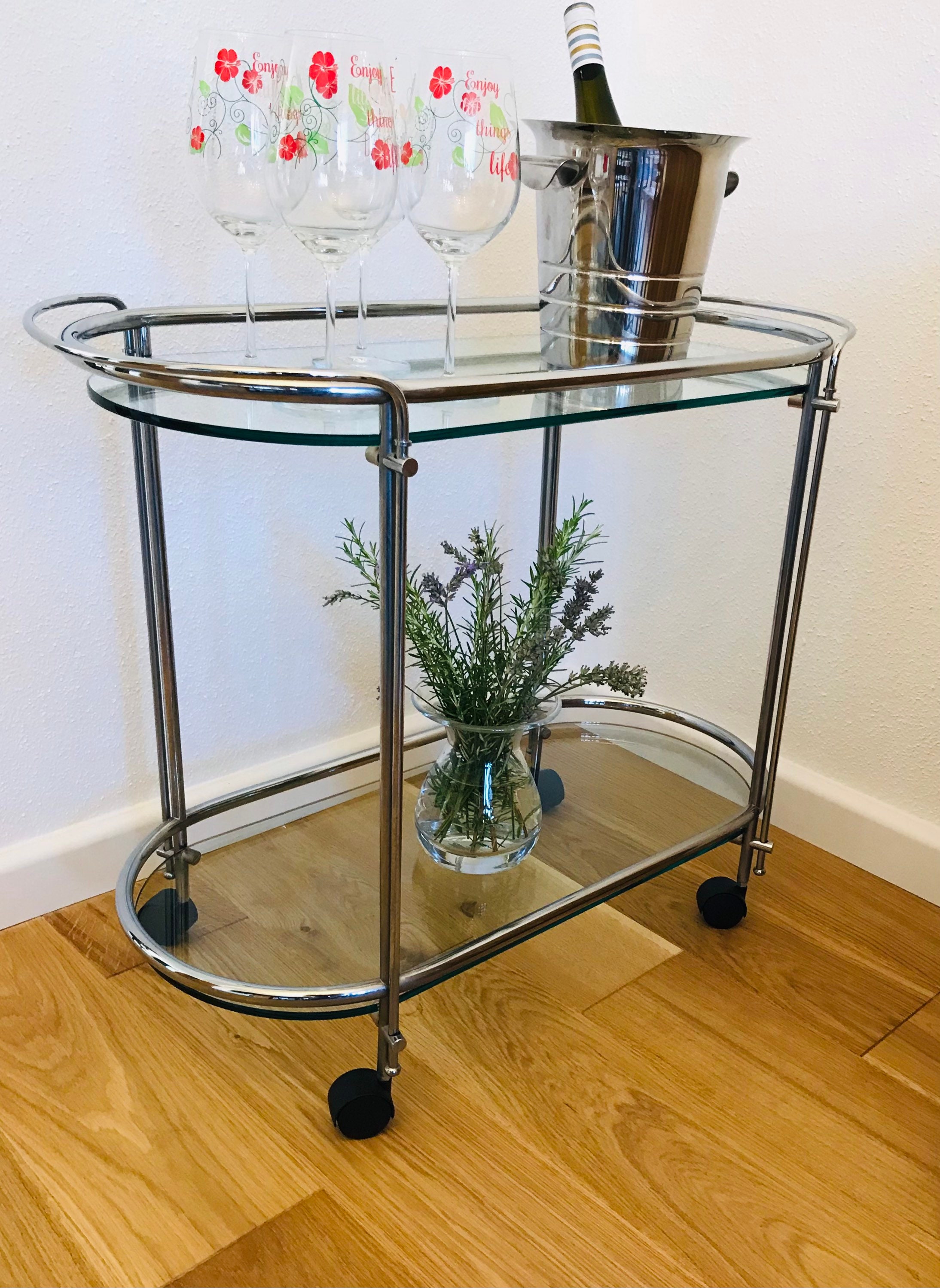 Very Nice Art Deco Trolley From Galotti and Radice With Glass Trays on ...