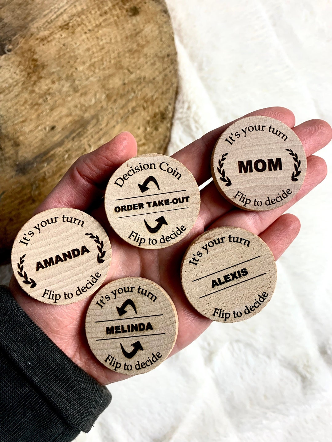 Personalized Wooden Decision Coin, Decision Maker, Argument Solver Coin ...