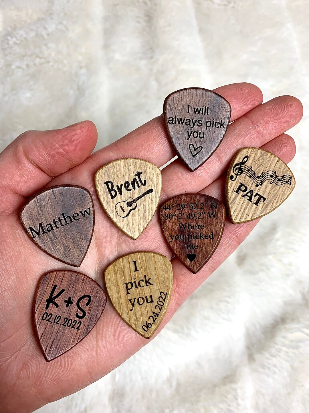 DOUBLE SIDED Personalized Wooden Guitar Pick, Custom Guitar Pick ...