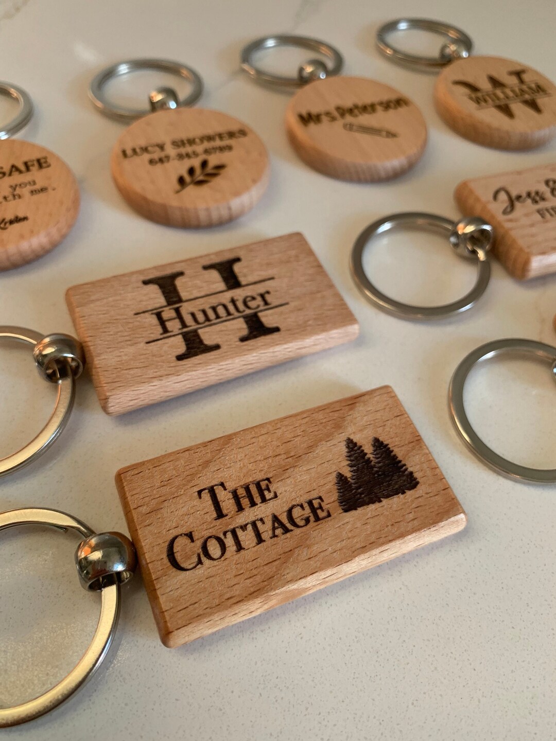 Wooden Engraved Keychain, Personalized Special Gift Key Chain, Small ...