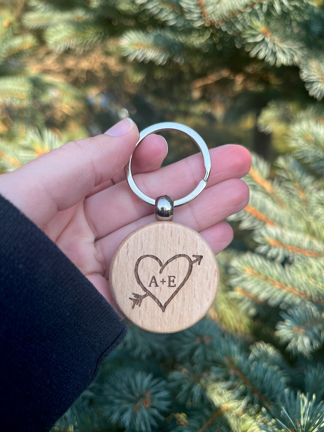 Wooden Engraved Heart Keychain, Personalized Special Gift Key Chain ...