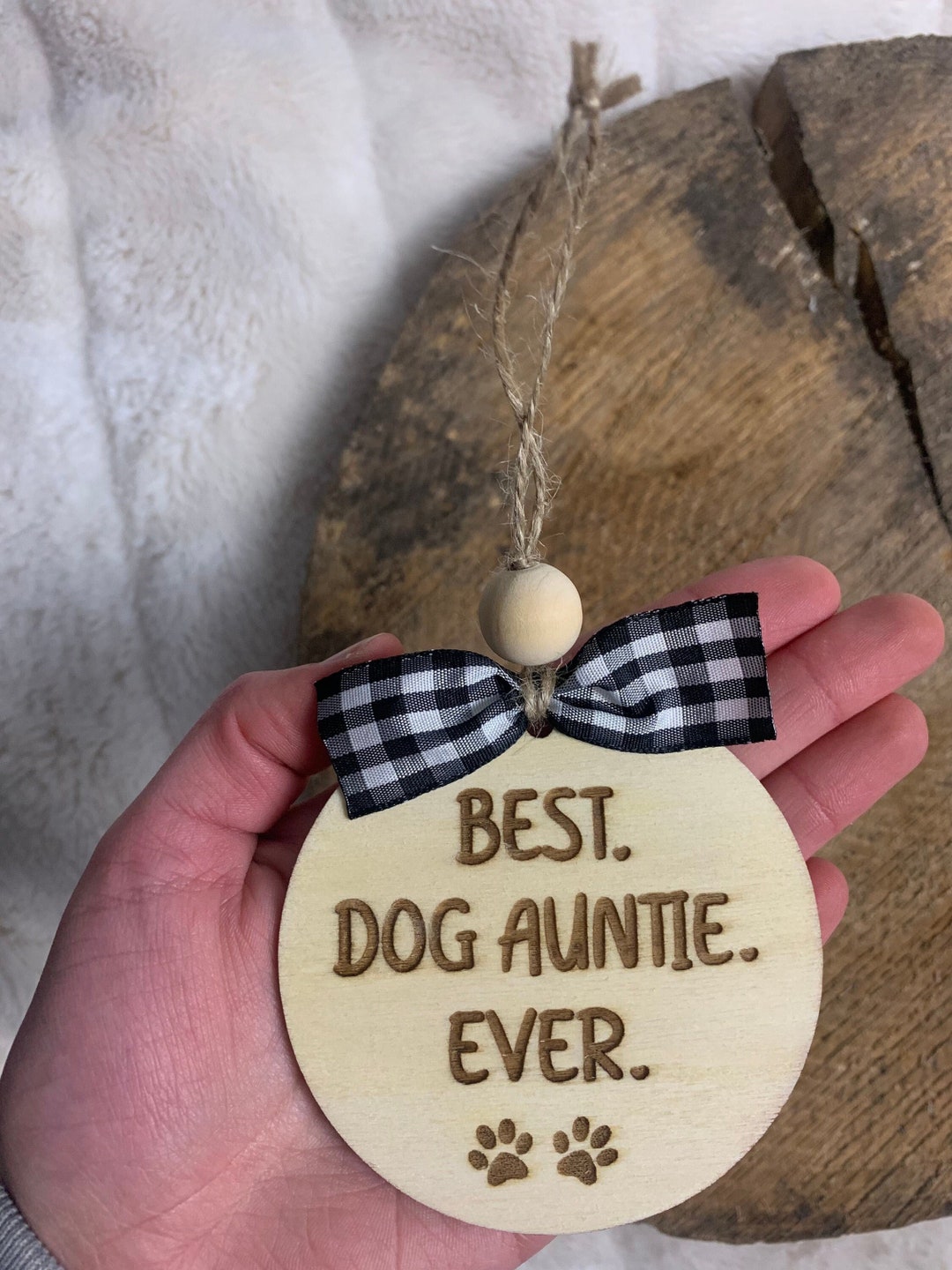Best Dog Auntie Wooden Christmas Ornament, Rustic Gift for Dog Aunt ...