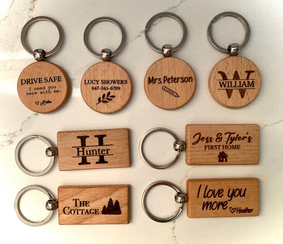 Wooden Engraved Keychain, Personalized Special Gift Key Chain, Small ...