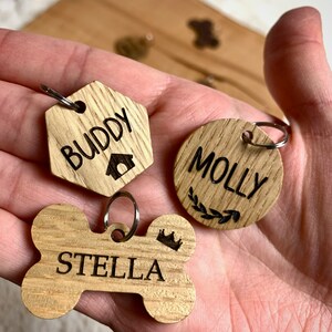 Personalized Wooden Dog Tag, Custom Engraved Natural Pet ID, Christmas ...