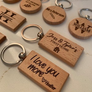 Wooden Engraved Keychain, Personalized Special Gift Key Chain, Small ...